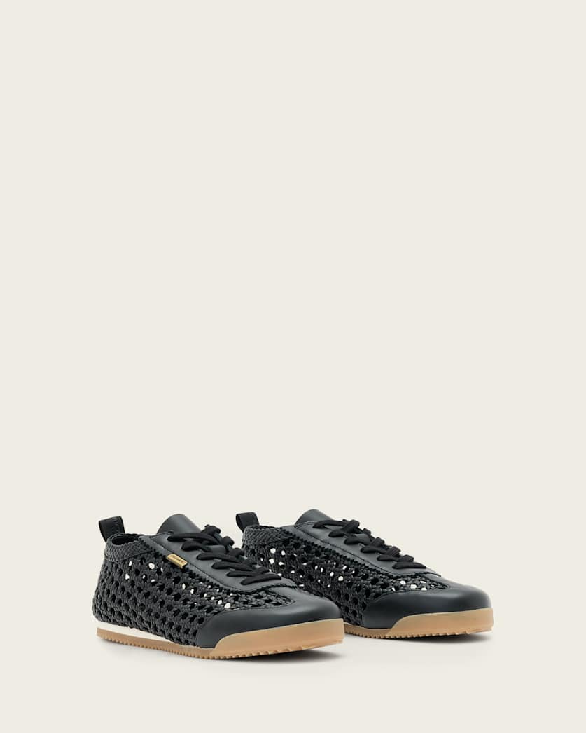 Kenny Woven Leather Trainers Black | ALLSAINTS Canada